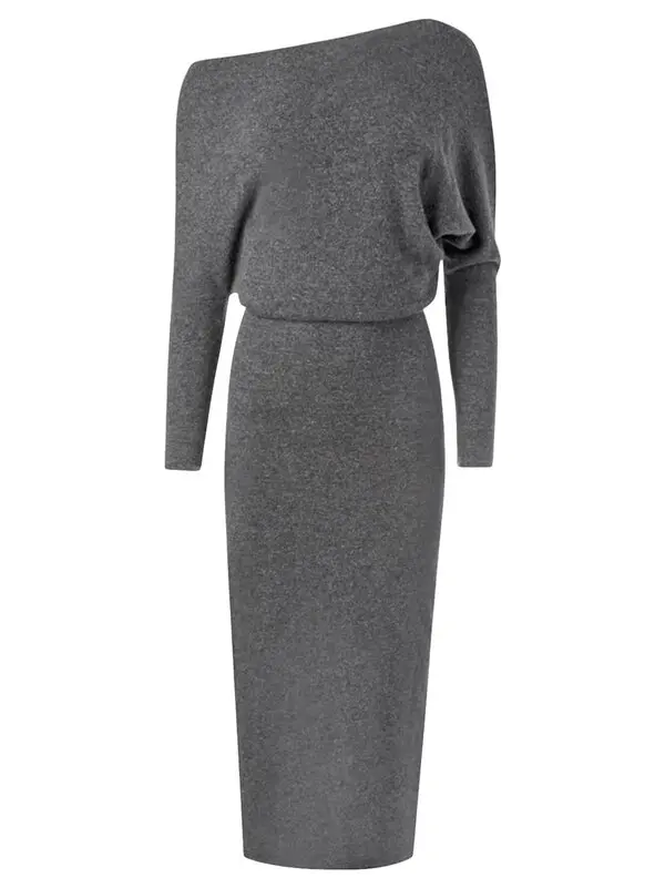 Altuzarra Kasos One-shoulder Cashmere Midi Dress - Jet Mel.