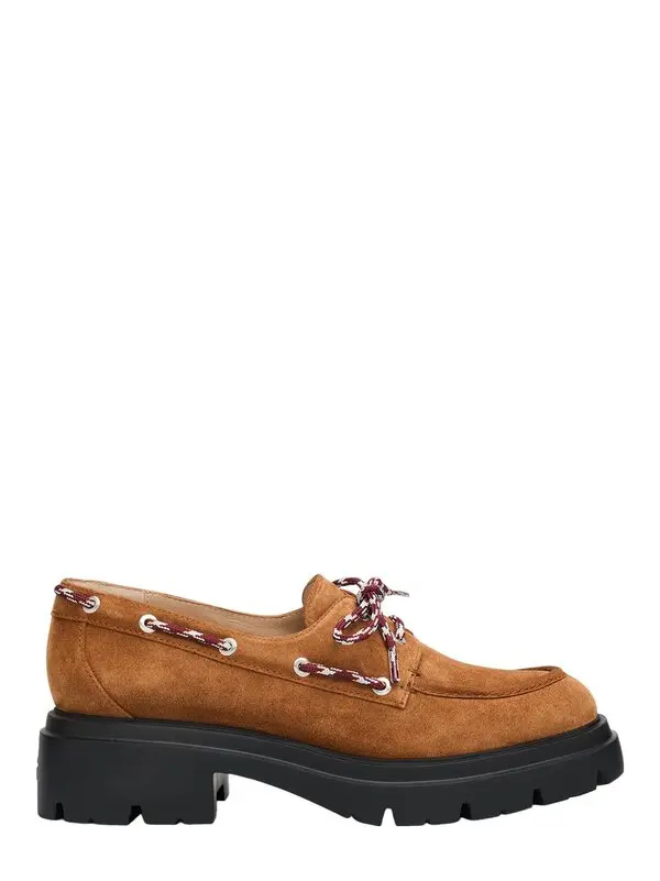 STUART WEITZMAN Hudson Suede Boat Shoes - Doe