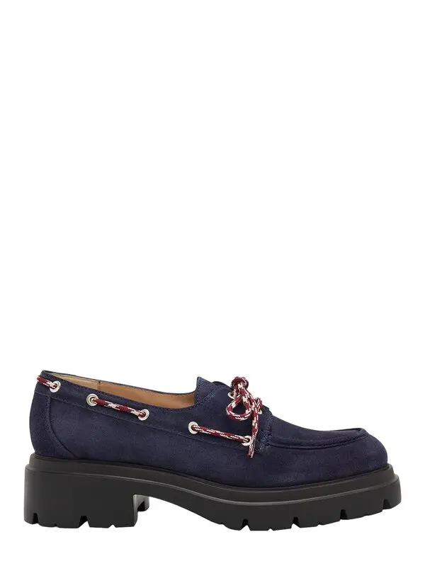STUART WEITZMAN Hudson Suede Boat Shoes - Nice Blue