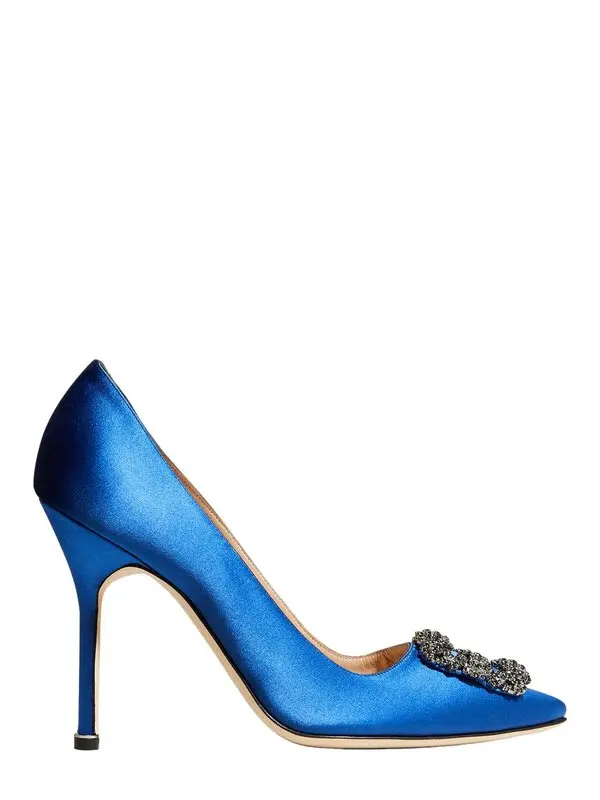 Manolo Blahnik Hangisi 105mm Satin Pumps - Blue