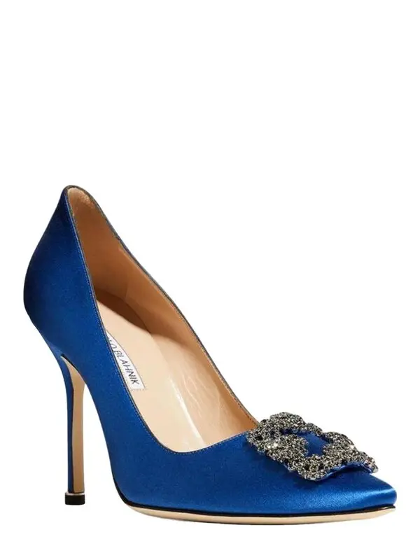 Manolo Blahnik Hangisi 105mm Satin Pumps - Blue