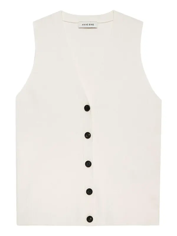 ANINE BING Lawrence Silk-wool Vest - Ivory