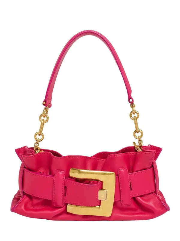 Balmain Anthem Mini Belted Leather Shoulder Bag - Fuschia