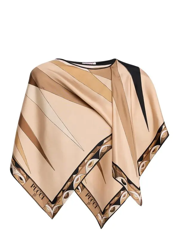 Emilio Pucci Volute Silk Twill Cape Blouse - P05 Black