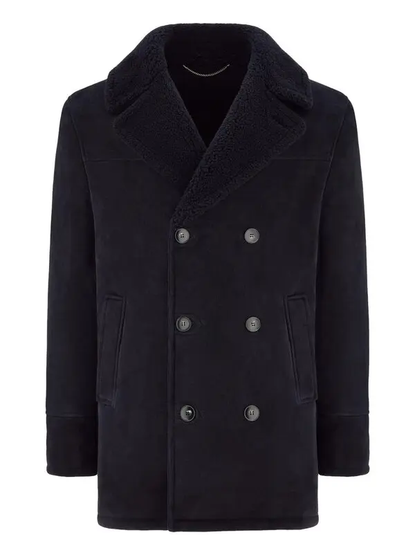 Canali Shearling Car Coat - Blue