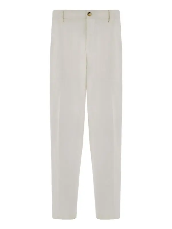 Canali Cotton And Cashmere Gabardine Trousers - White