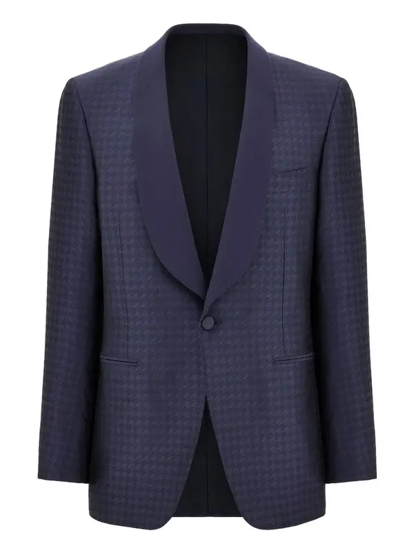Canali Single-breasted Regular Fit Tuxedo Jacket In A Blend Of Technical Fabric And Silk - Blue