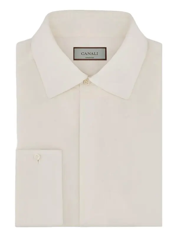 Canali Regular Fit Silk Dress Shirt - White
