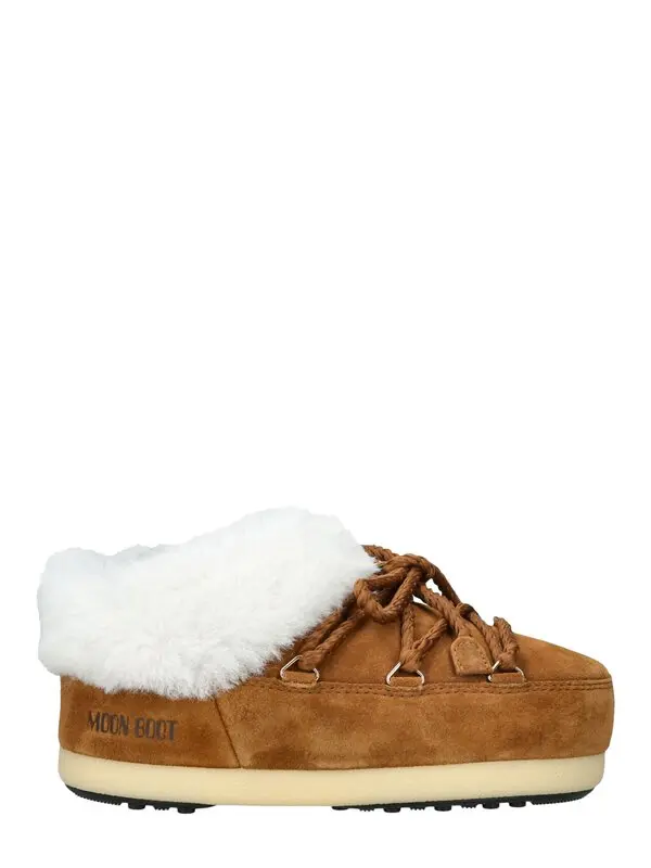 Moon Boot Suede Shearling-trim Evx Mules - Brown