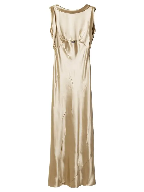 Miu Miu Satin Draped Maxi Dress - Neutral