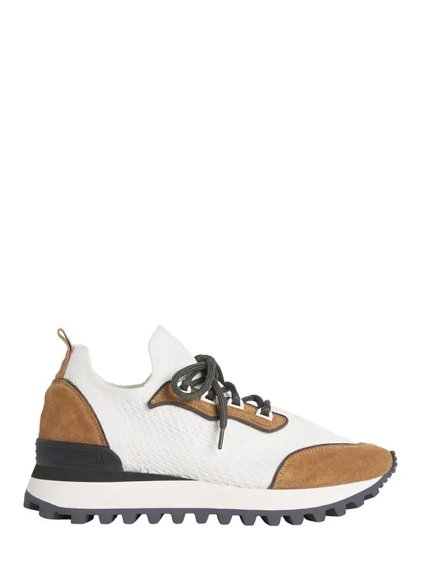 Eleventy Mesh And Suede Sneakers - Grey