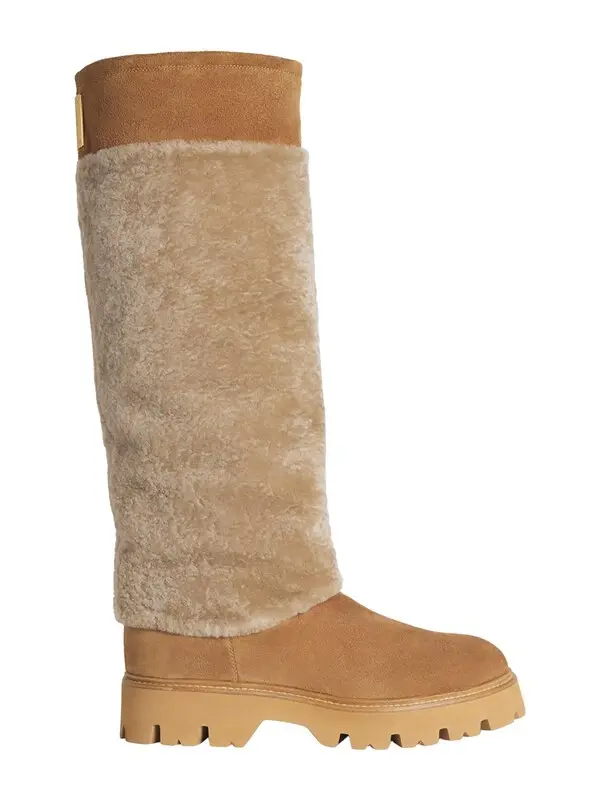 Eleventy Sheepskin Knee-high Boots - Beige