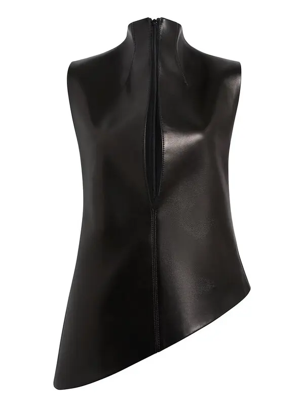 Khaite Von Leather Top - Black