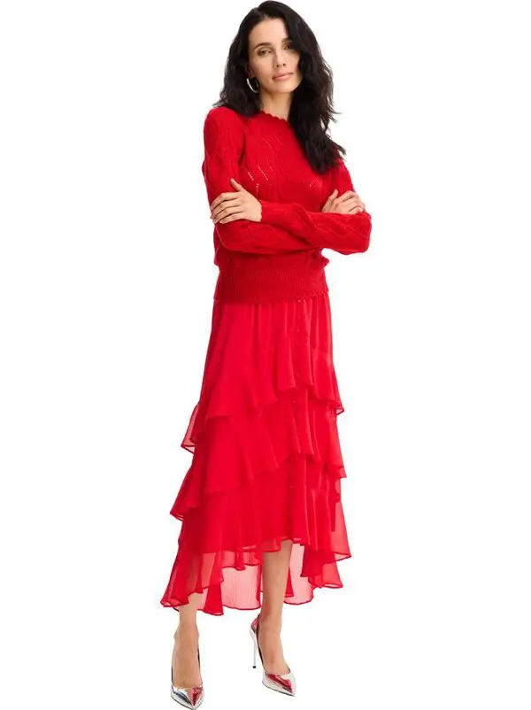 Allison Ella Midi Skirt - Red