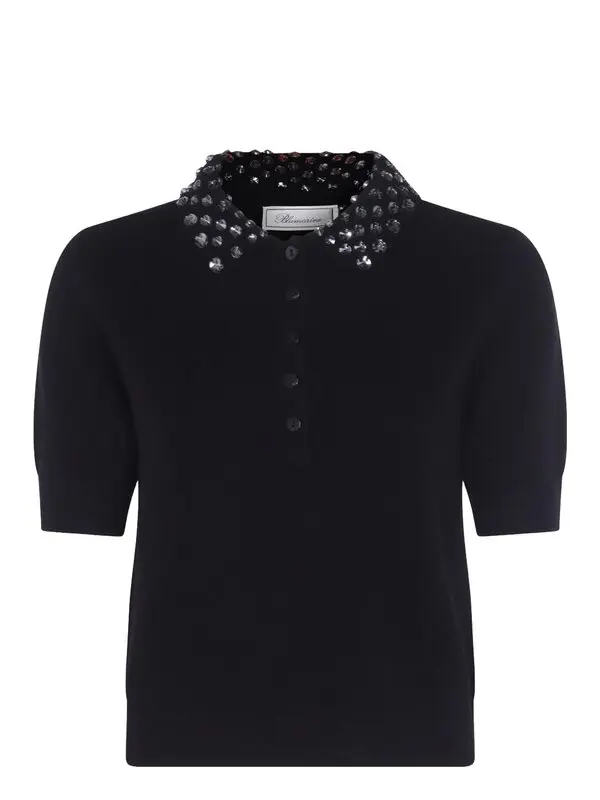 Blumarine Wool Polo Shirt - Black