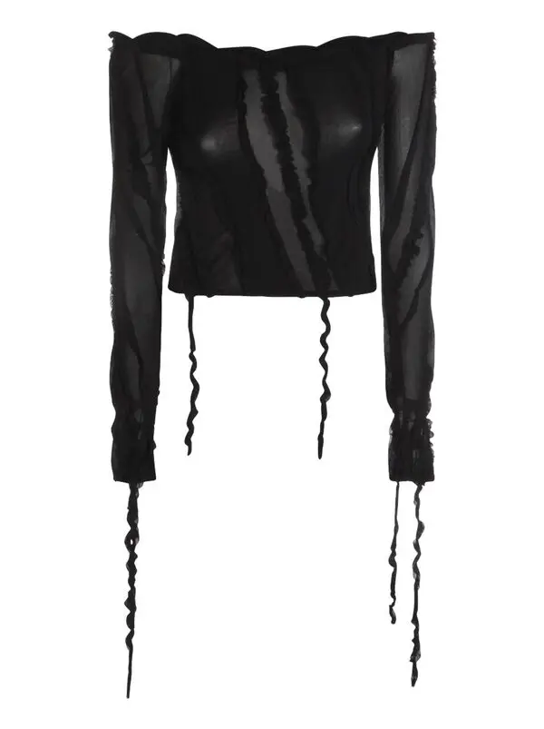 Blumarine Viscose Long Sleeve Top - Black