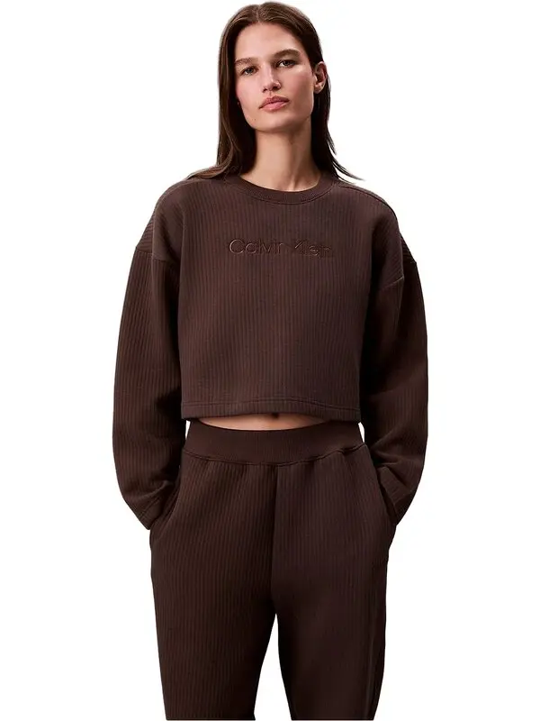 Calvin Klein Quilted Fleece Sleep Sweatshirt - Classic Taupe