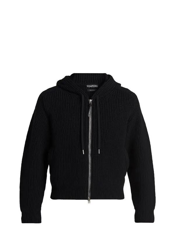 TOM FORD Merino Wool Zip Hoodie - Black