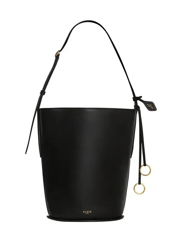 Alaïa Leather Bucket Tote Bag - Black