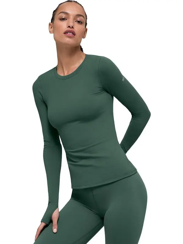 Alo Yoga Airbrush Winter Warm Nocturne Long Sleeve Top - Clover Green