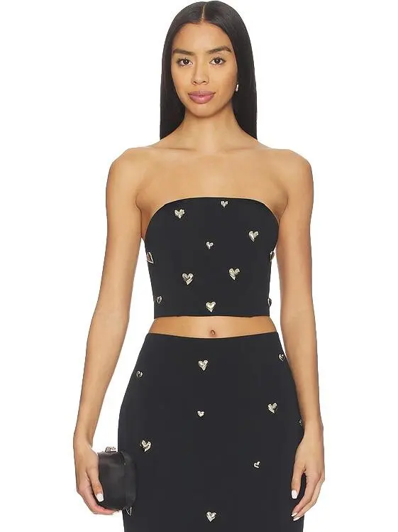MILLY Heart Applique Tube Top - Black