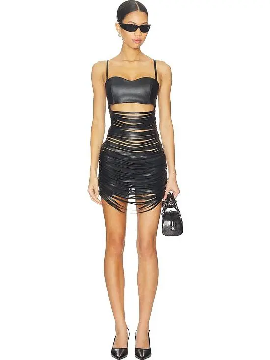 NIIHAI Lazer Cut Mini Dress - Black