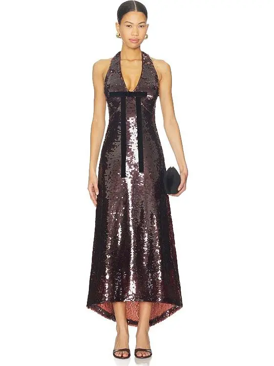 MAUDE CLUB Greta Dress - Brown Sequin