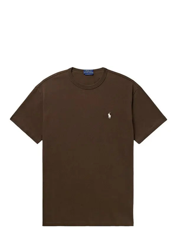 Polo Ralph Lauren Logo-embroidered Cotton-jersey T-shirt - Brown