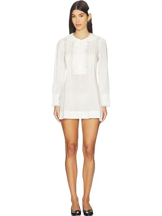 MY MUM MADE IT Ruffle Placket Mini Dress - White