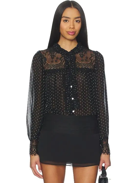 Sea Melody Polka Dot Top - Black