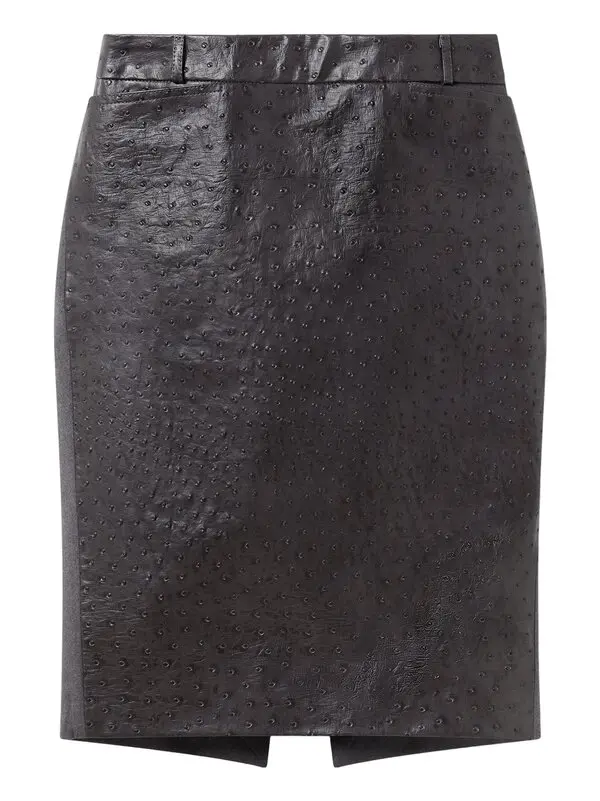 Stella McCartney Ostrich Texture Midi Skirt - Slate