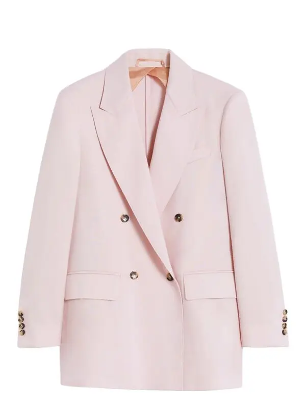 Max Mara Wool, Mohair, And Silk Double-breasted Blazer - Beige Pink
