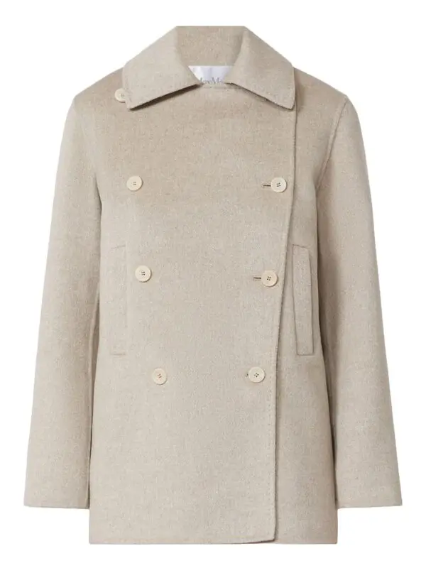 Max Mara Double-breasted Cashmere Pea Coat - Sand