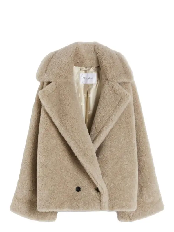 Max Mara Alpaca And Cashmere Teddy Fabric Coat - Sand