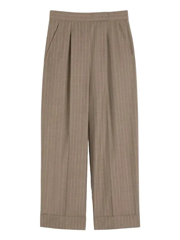 Max Mara Pinstripe Wool Trousers - Hazelnut Brown