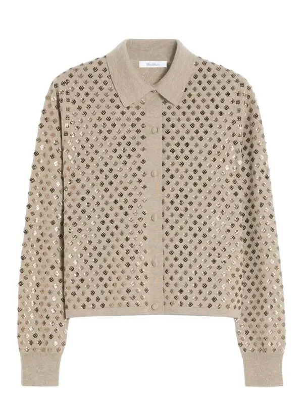 Max Mara Sequined Wool Cardigan - Brown