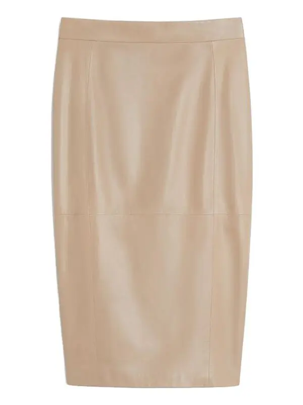 Max Mara Nappa Leather Pencil Midi Skirt - Sand