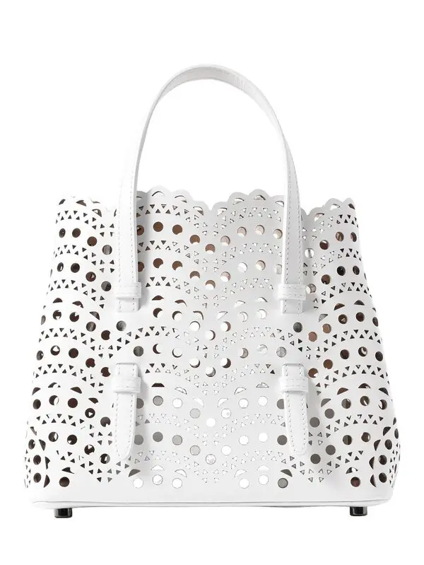 Alaïa Mina 20 Laser-cut Leather Tote - White