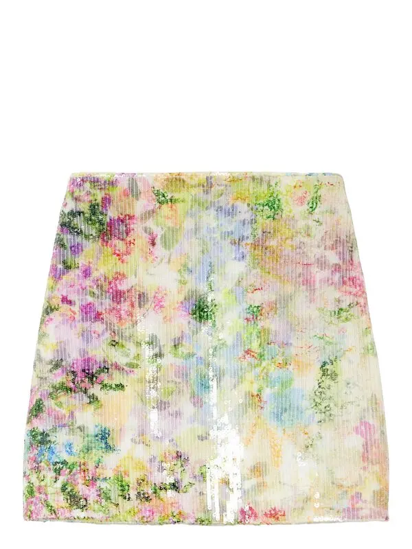 Aje Dahlia Floral-print Sequined Mini Skirt - Green