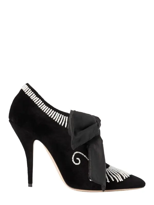 Valentino Garavani Rockoco Embellished Suede Pumps - Black