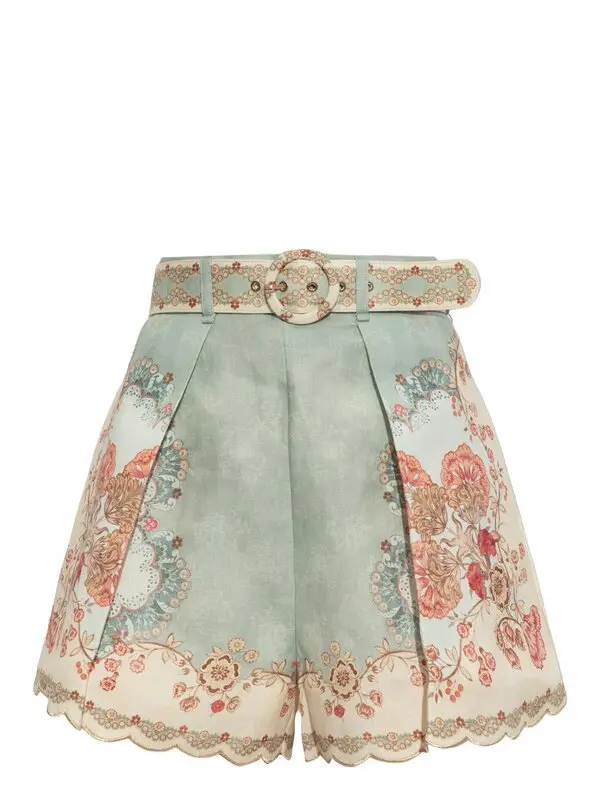 Zimmermann Linen Floral-patterned Shorts - Green