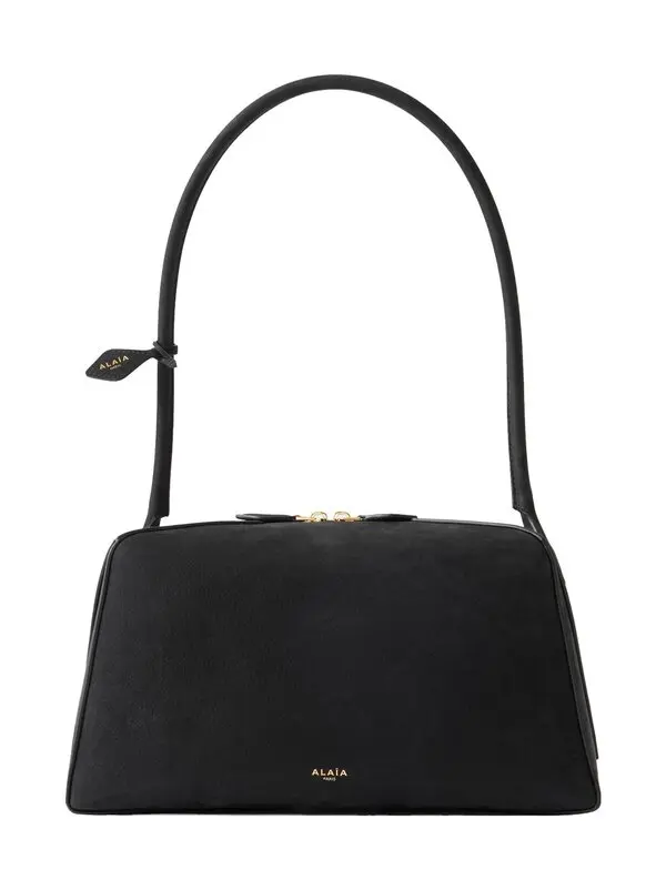 Alaïa Le Bulldog Medium Nubuck Shoulder Bag - Black