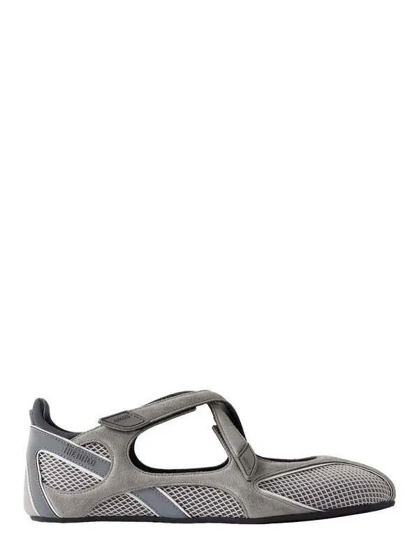 Attico Floor 01 Mesh-trimmed Suede Flats - Gray