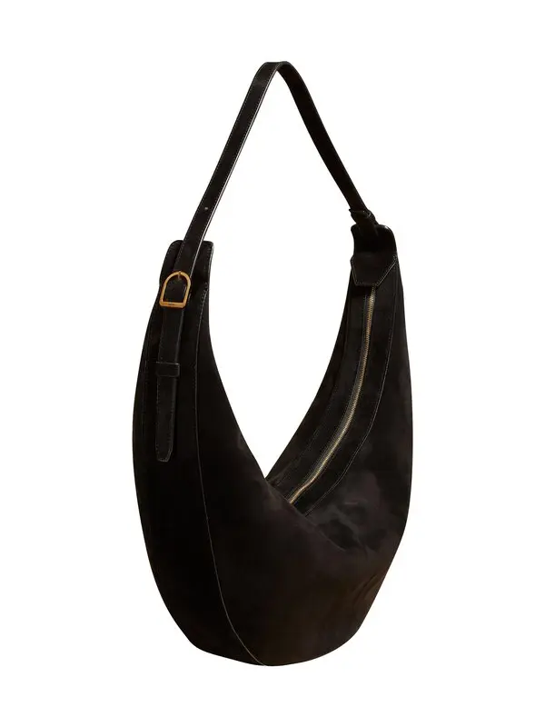 Khaite Augustina Hobo In Suede - Black