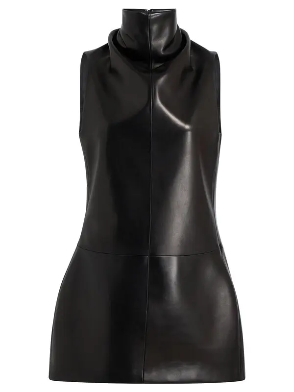 Khaite Daria Leather Mini Dress - Black