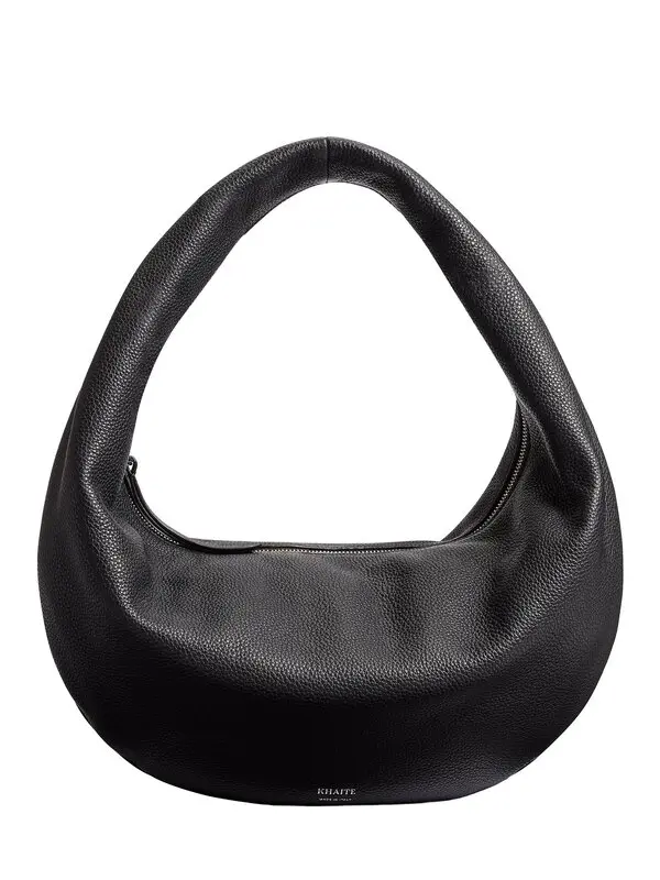 Khaite Medium Olivia Hobo In Pebbled Leather - Black