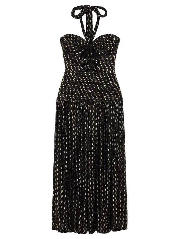 Zimmermann Daylight Cutout Fil Coupé-voile Halterneck Midi Dress - Black