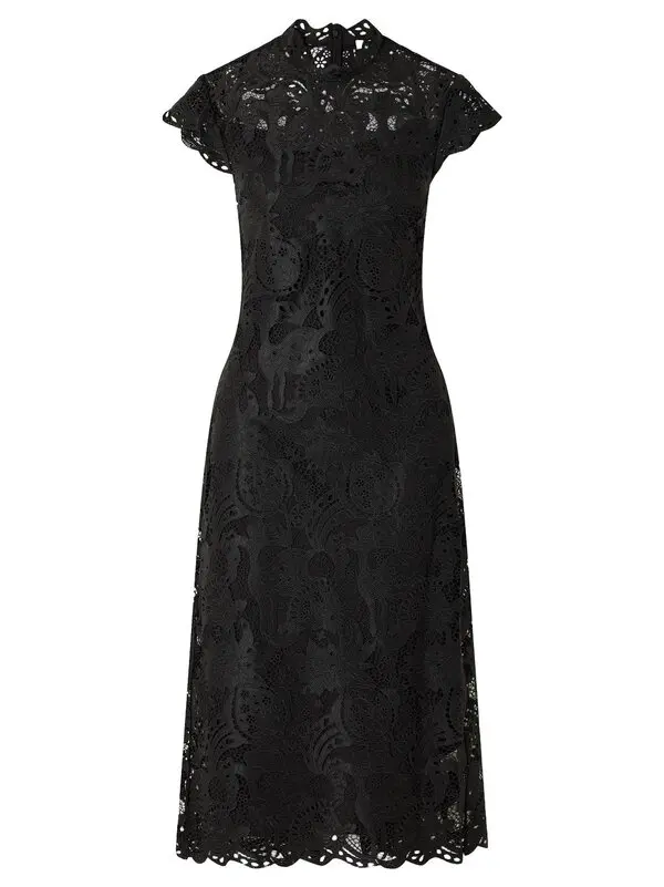 Staud Rosaline Guipure Lace Midi Dress - Black