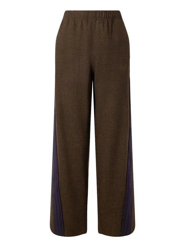 Aimé Leon Dore Striped Herringbone Wool And Cotton-blend Track Pants - Brown