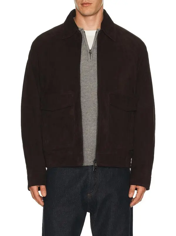 Theory Reece Aviator Bomber Jacket - Brownwood